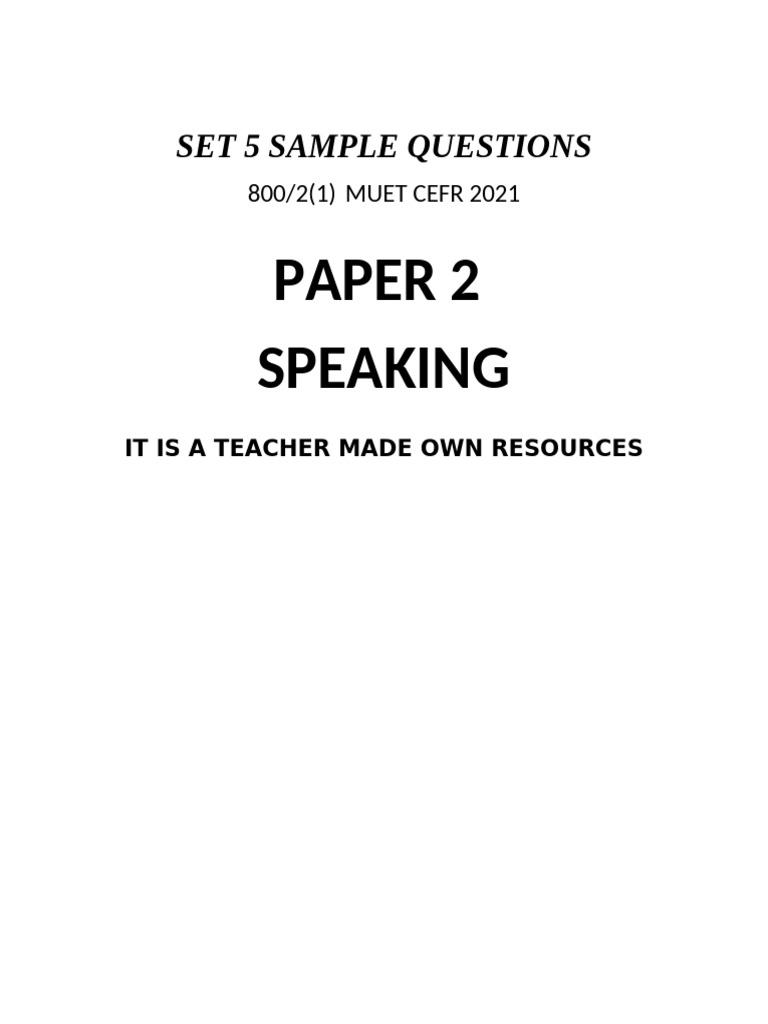 MUET Speaking Test Sample Questions | PDF | Motivational | Motivation