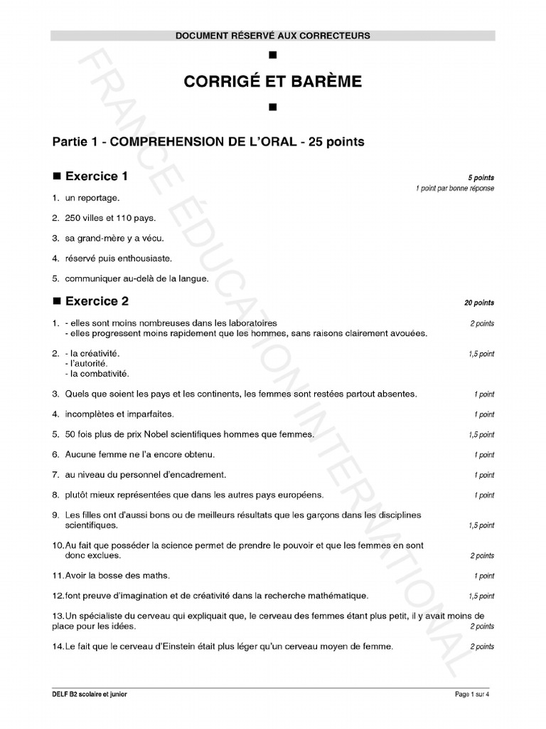 Đề thi DELF B2 - Đề 6 - Corrigé | PDF