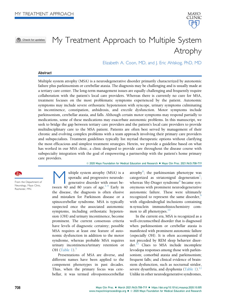 My Treatment Approach To Multiple System Atrophy | PDF | Blood Pressure | Clinical Medicine