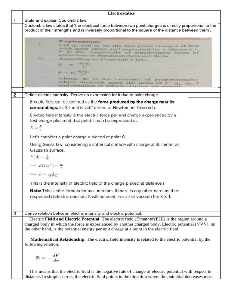 Electrostatics | PDF | Electric Field | Electricity