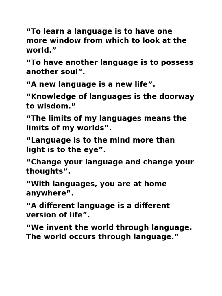 Inspirational Quotes on Language Learning | PDF