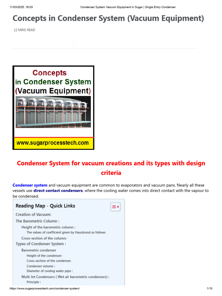 Condenser System Vacuum Equipment in Sugar _ Single Entry Condenser ...