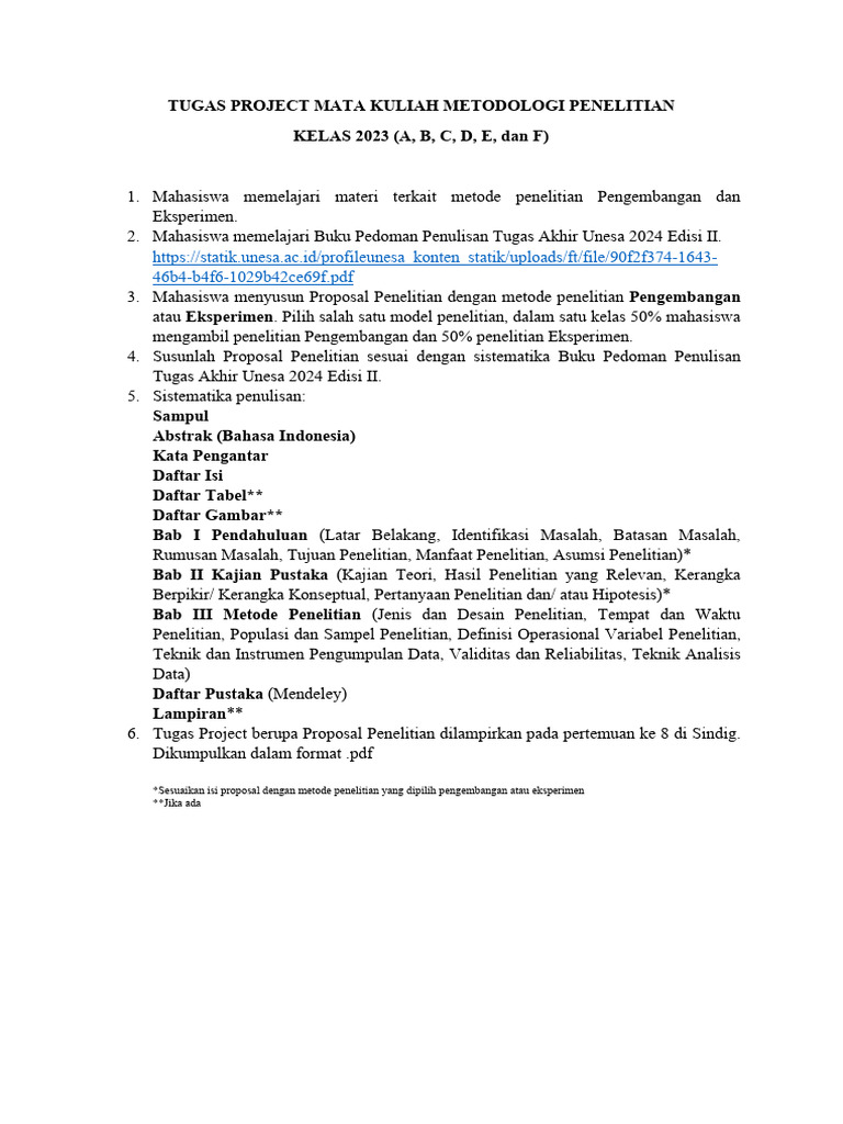Proposal Penelitian Metodologi 2024 | PDF