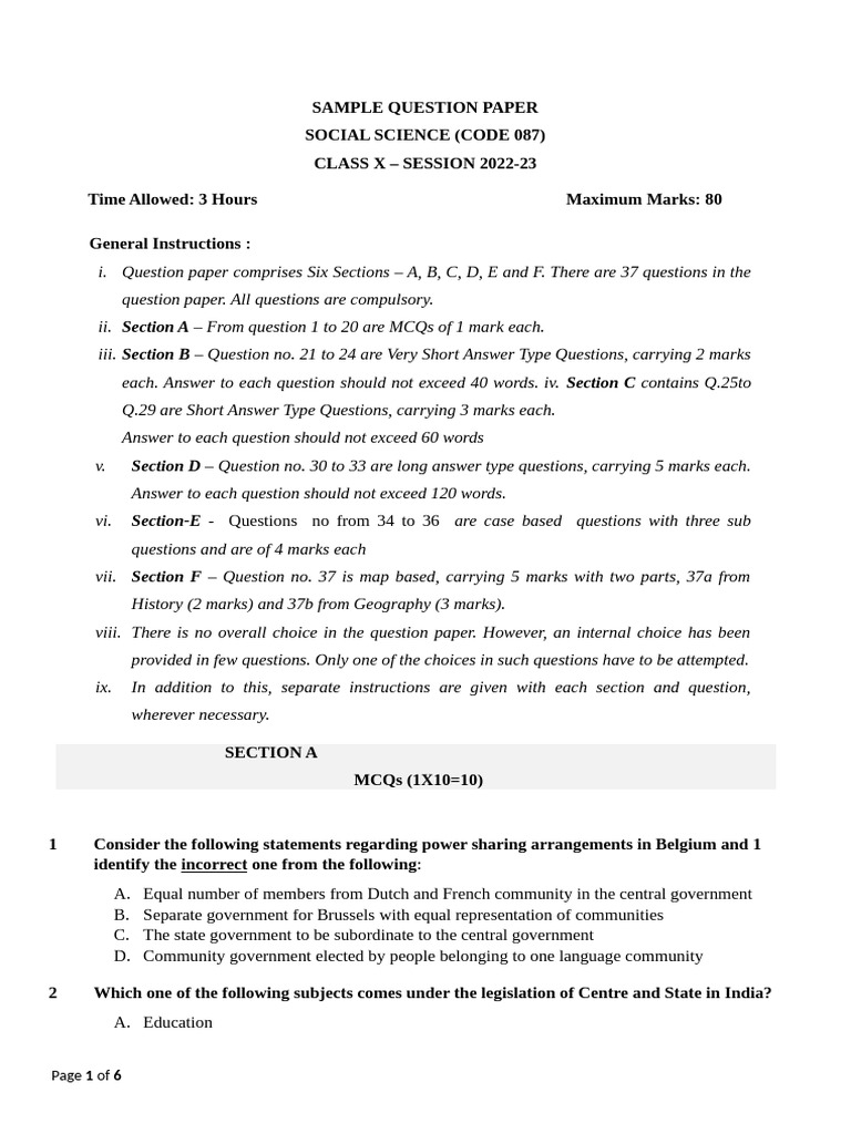 SocialScience - Practice Test | PDF | Multiple Choice | Democracy