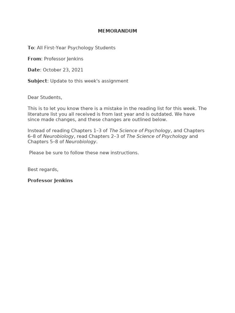 Memorandum Sample | PDF