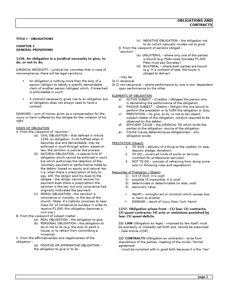 Cbea - Oblicon Reviewer (2024) | PDF | Law Of Obligations | Negligence