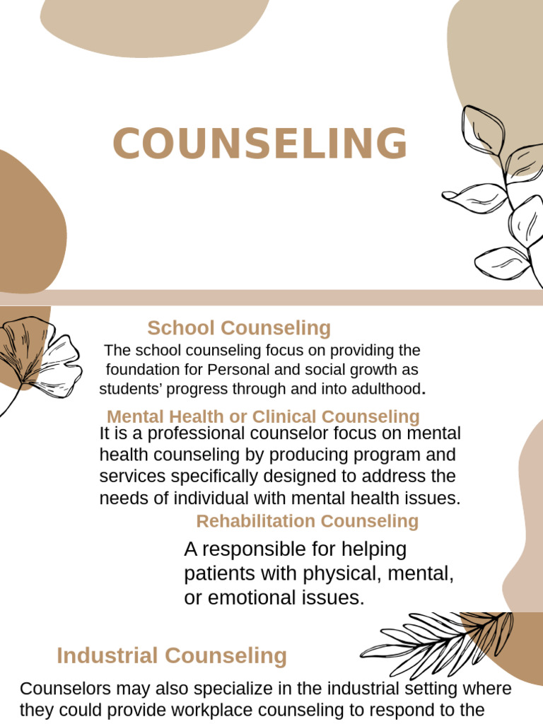 Types of Counseling Services Explained | PDF | Psychotherapy | Drug ...