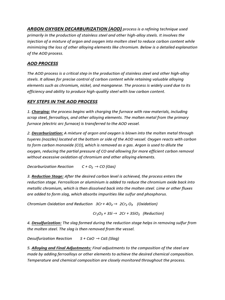 Argon Oxygen Decarburization (Aod) | PDF | Steel | Building Engineering