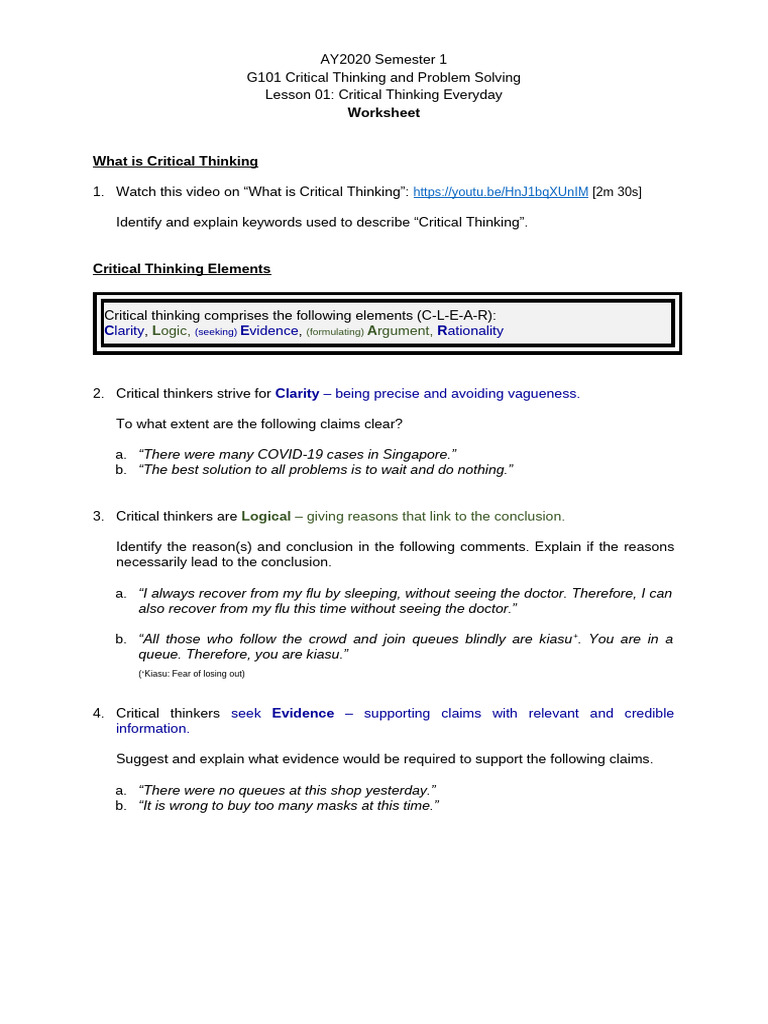 Critical Thinking and Problem Solving Guide | PDF | Critical Thinking ...