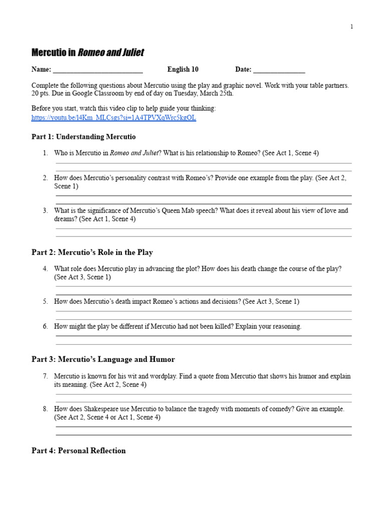 Mercutio in Romeo and Juliet | PDF | Romeo And Juliet