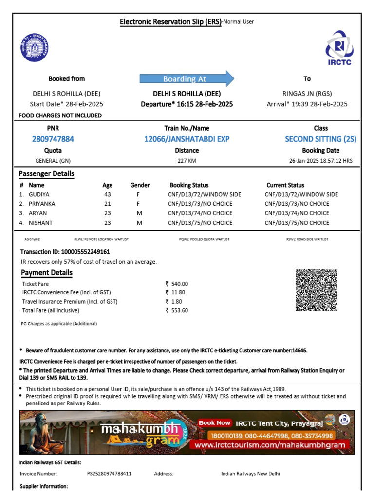 Train Ticket | PDF | Identity Document | Payments