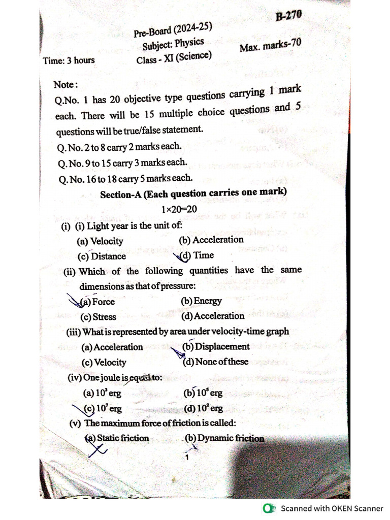 Preboard Question Paper Pseb | PDF