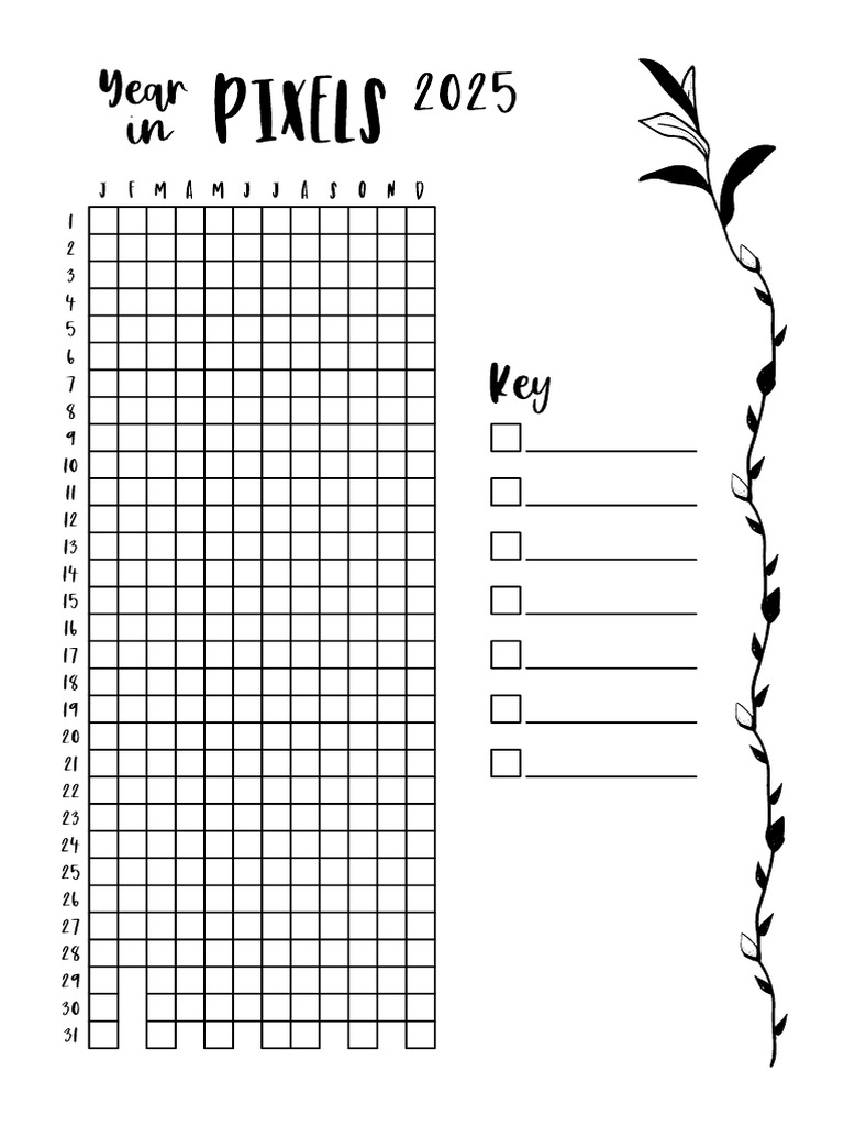 Year in Pixels 2025 A5 Floral | PDF