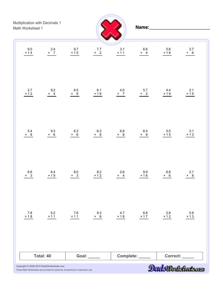 Math Worksheets - Multiplication - Multiplication - Multiplication With ...
