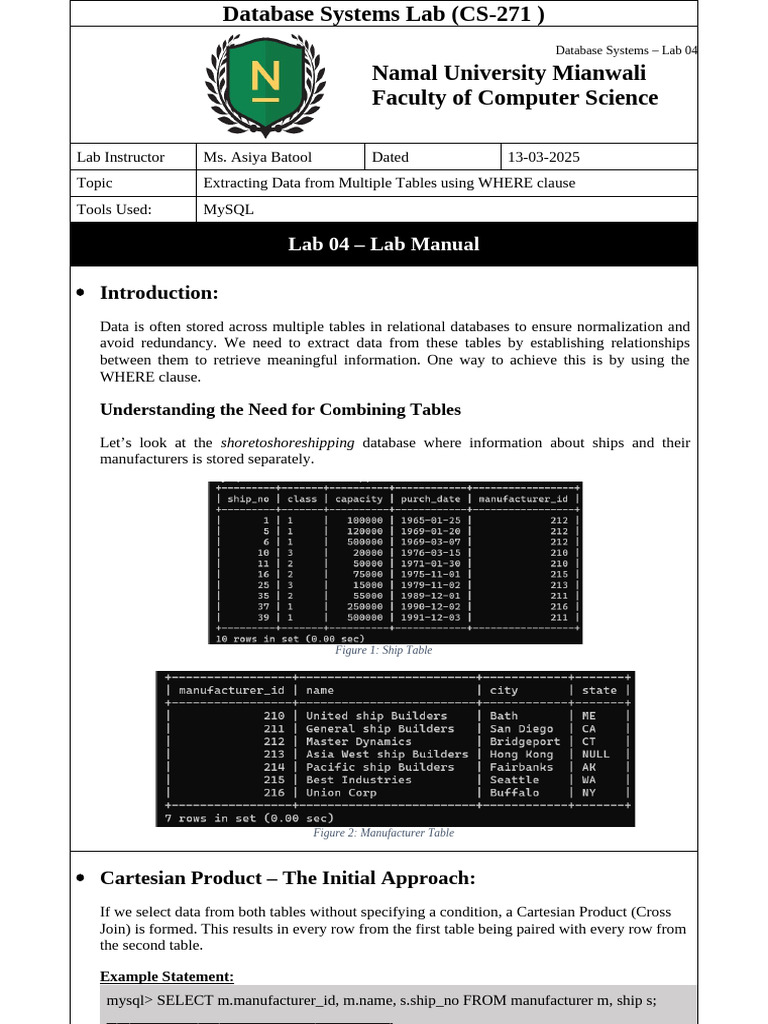 DB - Lab 4 - Lab Manual | PDF