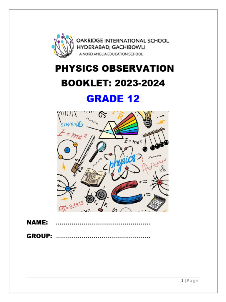 Physics Observation Booklet Class 12 2023-2024 | PDF | P–N Junction | Mirror