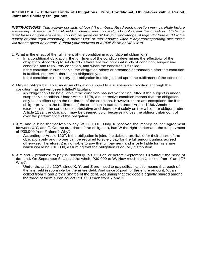 LAW 1 - ACTIVITY # 1 (Midterms) | PDF | Debt | Civil Law (Legal System)