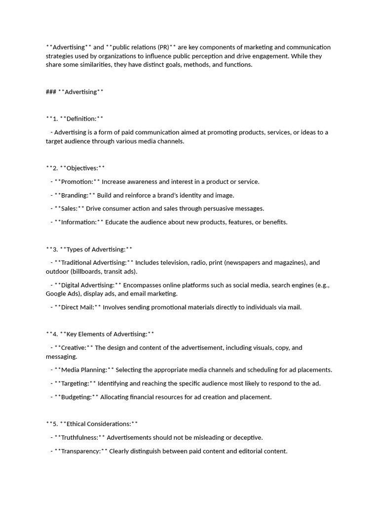 Advertising vs. Public Relations Explained | PDF | Public Relations | Advertising