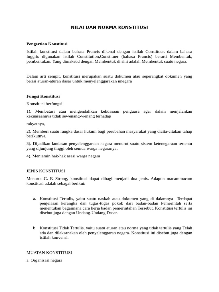 Nilai Dan Norma Konstitusi | PDF