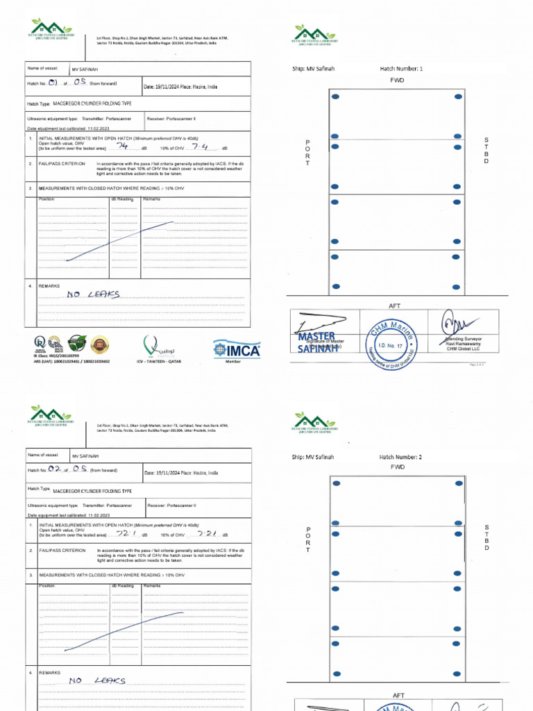 Hatch Cover Ut Test Certificates | PDF