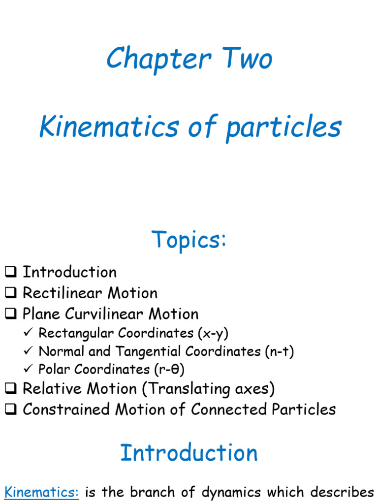 Chapter 2 Kinematics of Particles (1) | PDF | Kinematics | Acceleration