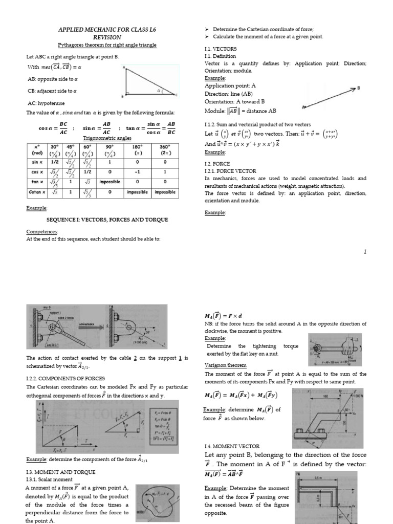 Applied Mechanic For Class - 1 | PDF | Force | Friction