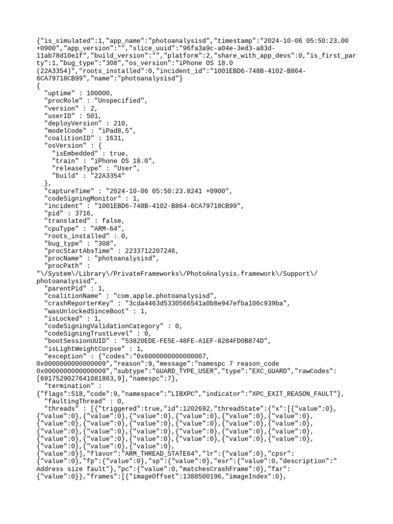 ExcUserFault Photoanalysisd 2024 10-06-055023.000 | PDF | Computer ...