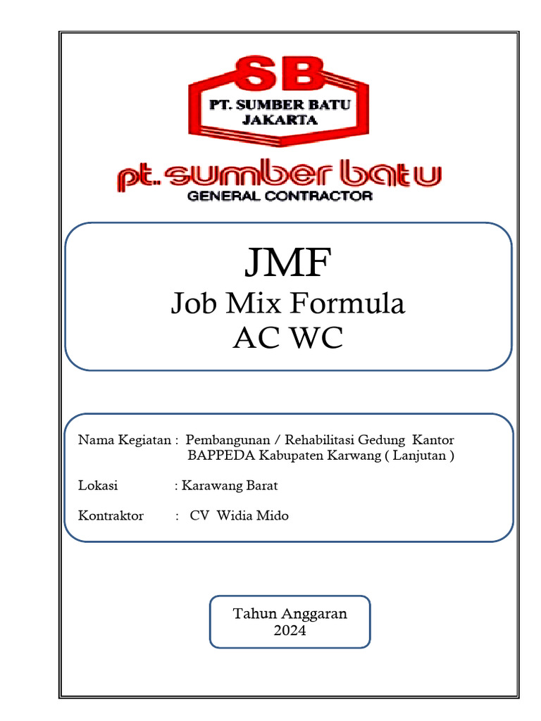 Job Mix Formula for Asphalt Mixture | PDF | Density | Building Engineering
