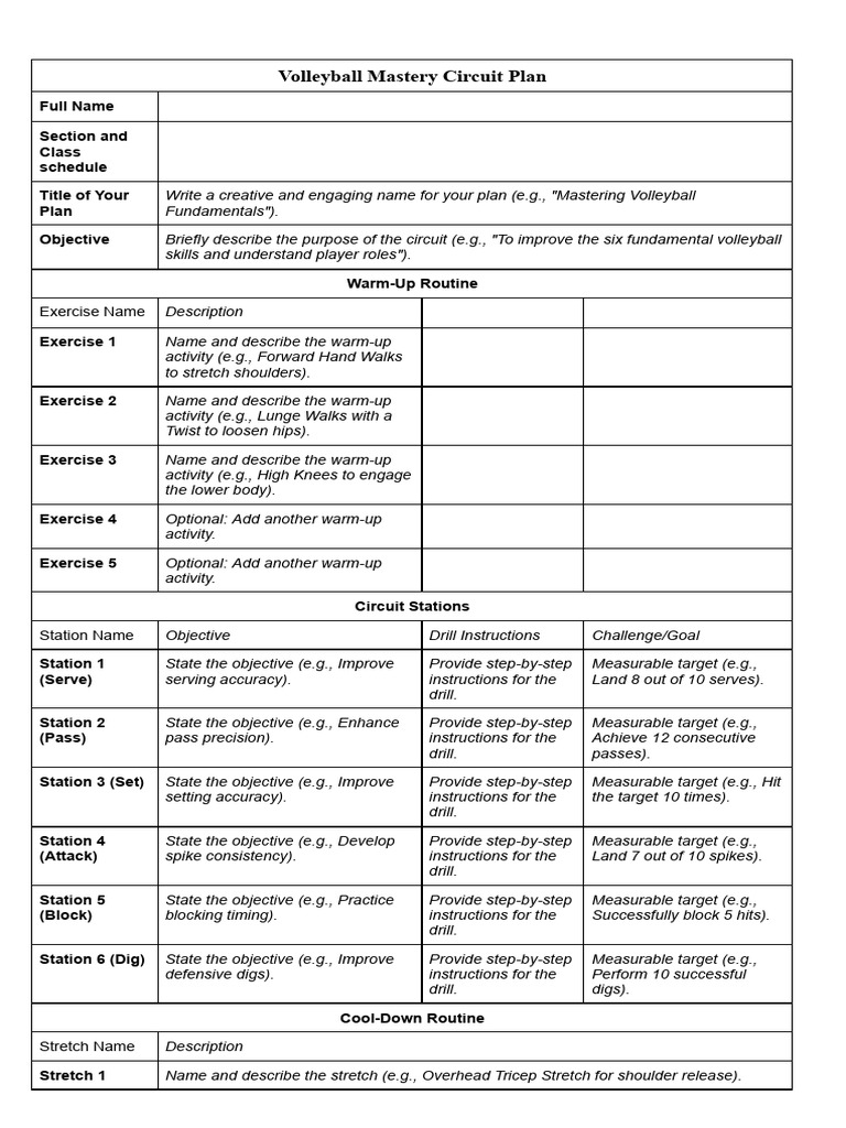 Volleyball Mastery Circuit Plan | PDF