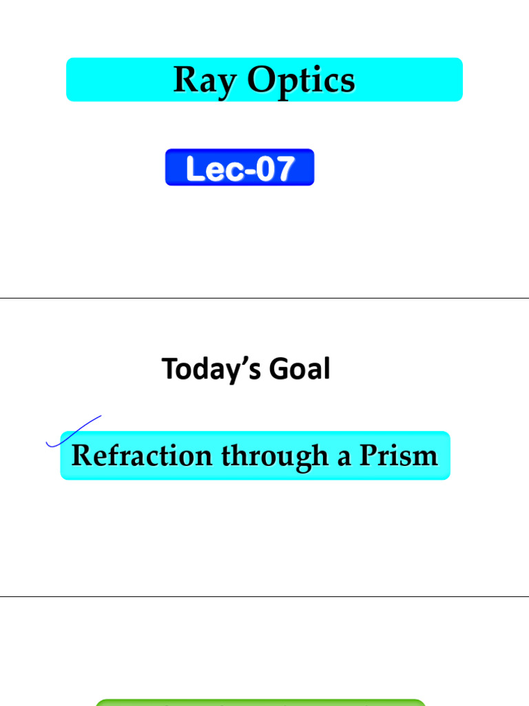 Ray Optics Lect 07 Notes - Ray Optics 07 Finaldnotes-merge-Invert | PDF ...