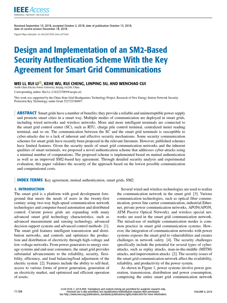 Design and Implementation of An SM2-Based Security Authentication Scheme With The Key Agreement ...