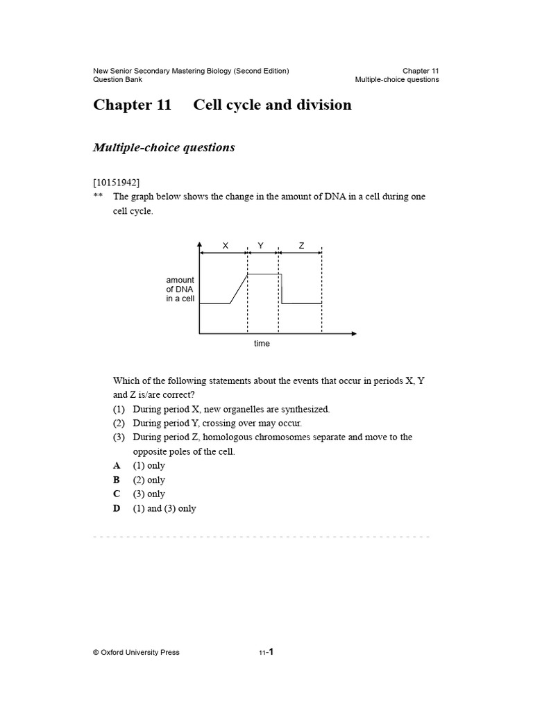 Cell Cycle and Division Question Bank | PDF | Meiosis | Mitosis