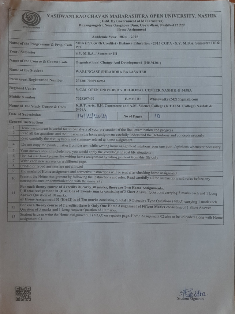 Organisational Change and Development (HRM-301) | PDF | Educational Stages
