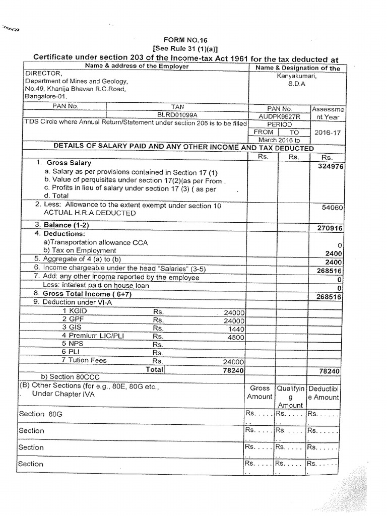 Form 16 Bhaskar Wife | PDF