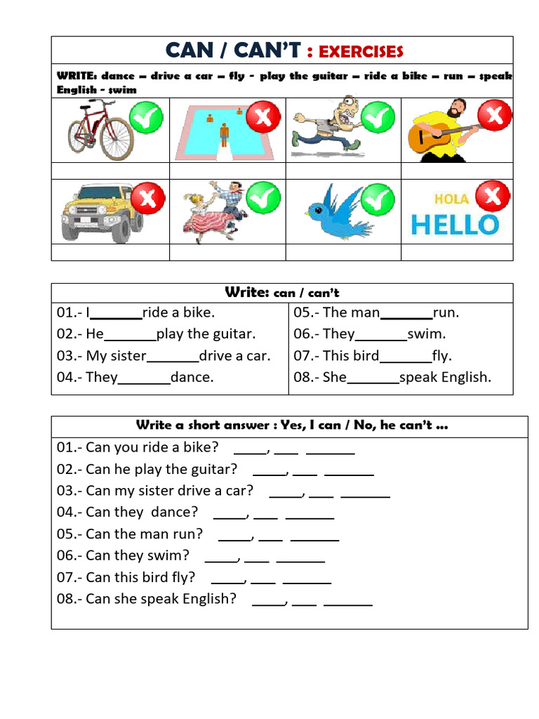 Exercises About Grammar Can Can T | PDF