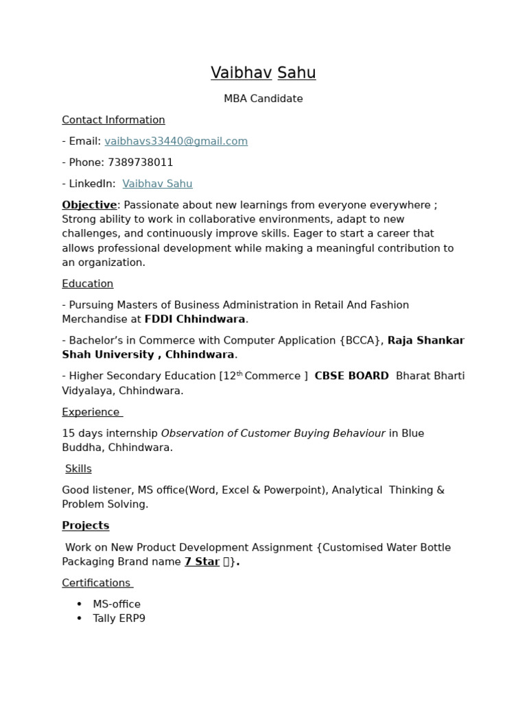 Vaibhav Resume Feb | PDF