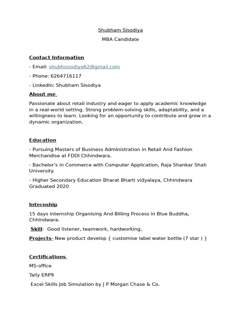 Shubham Resume | PDF