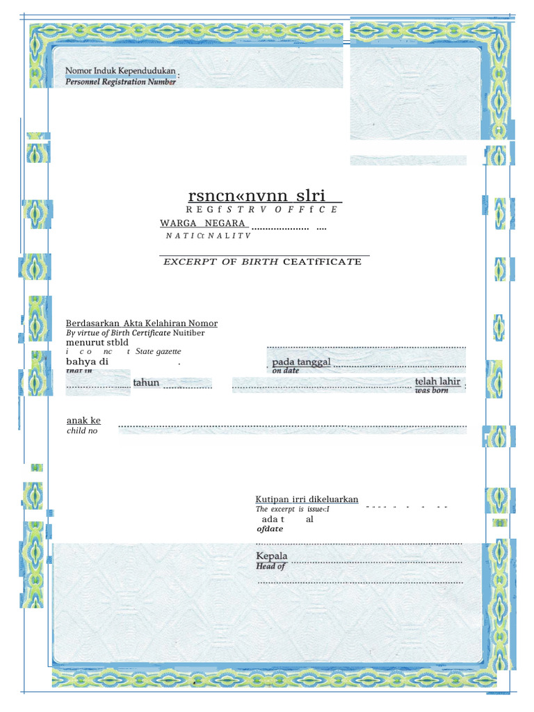 Blanko Kosong Akta Lahir Compress | PDF