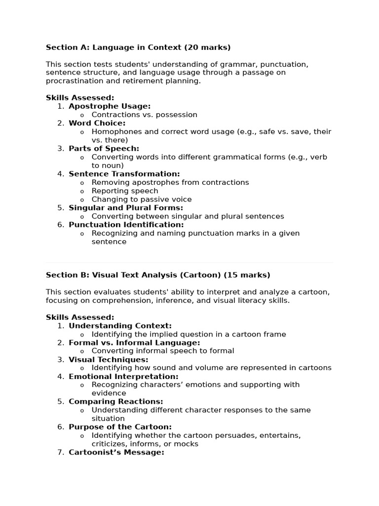 Grade 9 English: Language & Visual Skills | PDF