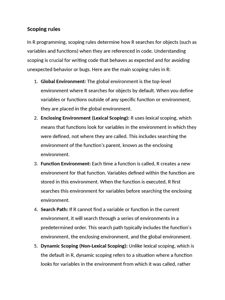 Scoping Rules in R | PDF