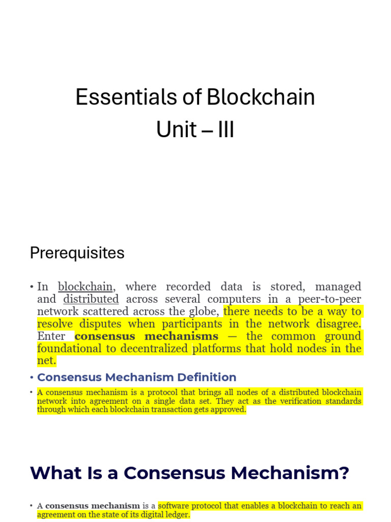 Essentials of Blockchain - Unit 3 | PDF | Cryptocurrency | Bitcoin