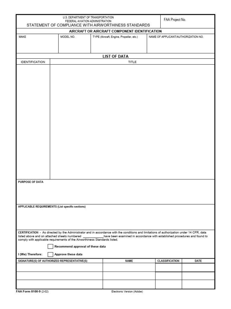 FAA Form 8100-9 Compliance Statement | PDF