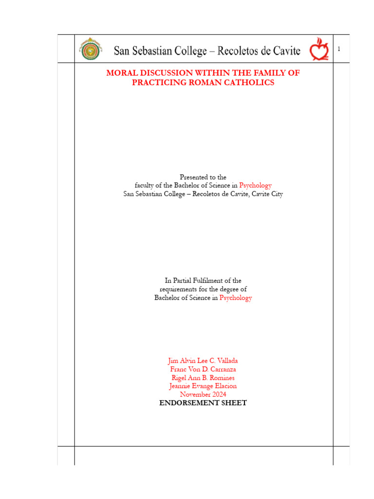 Moral Discussion Within The Family of Practicing Roman Catholics | PDF ...