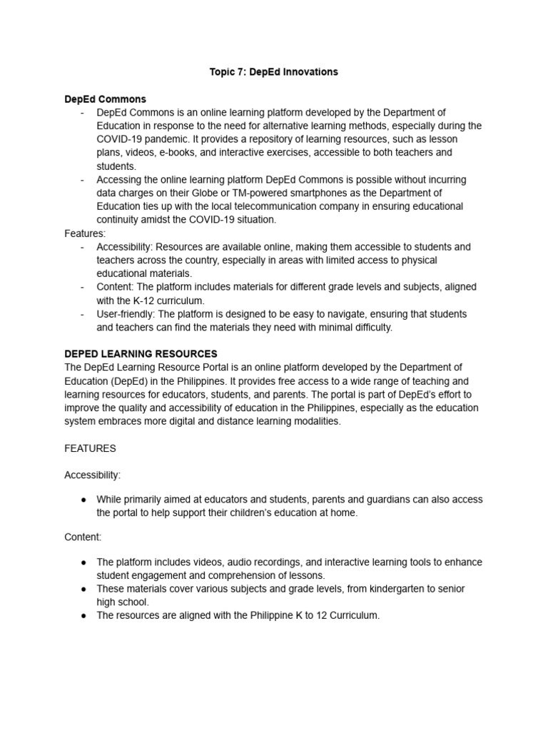 DepEd Innovations: Online Learning Solutions | PDF | Teachers ...
