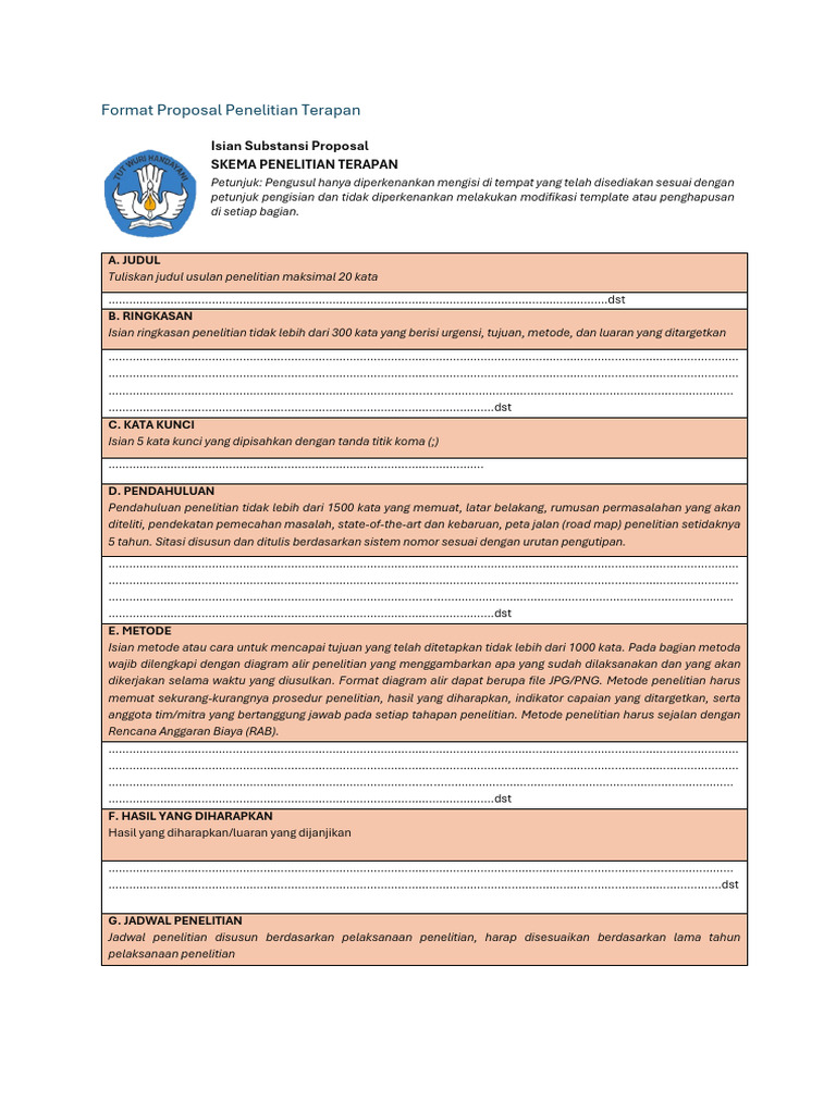 Format Proposal Penelitian Terapan | PDF