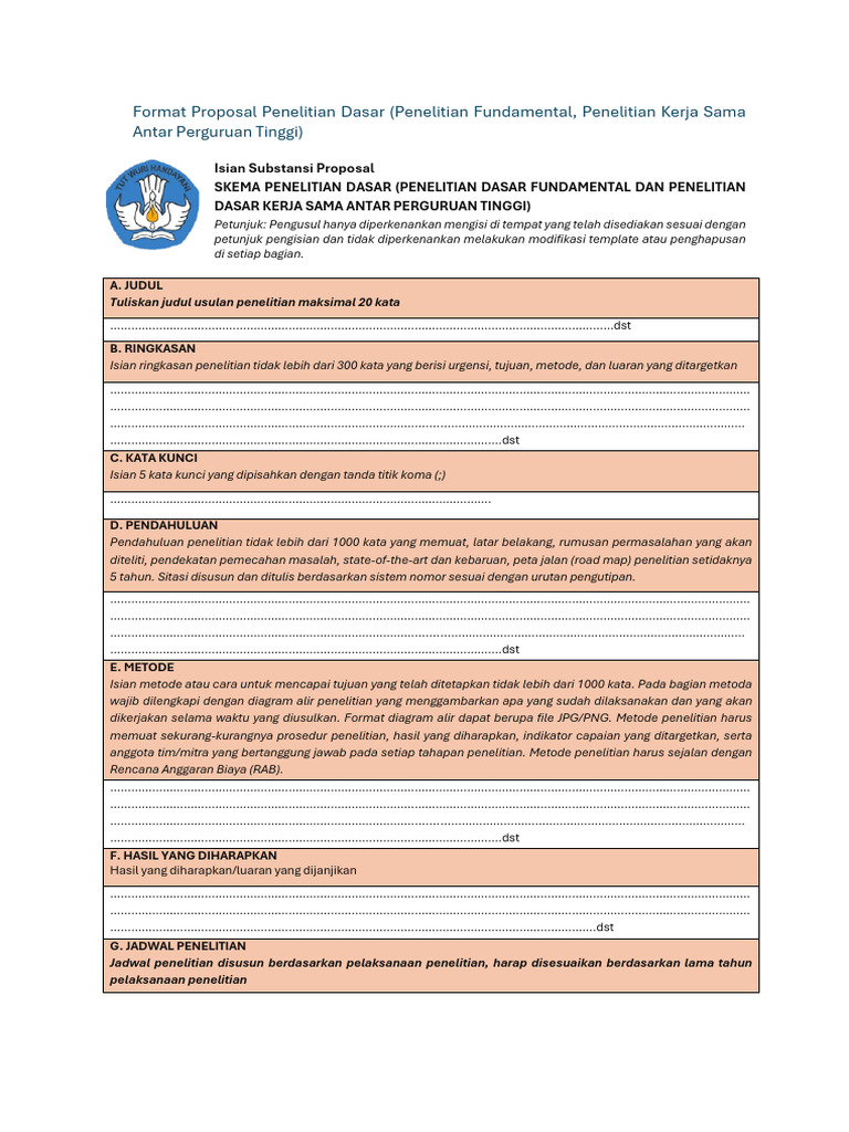 Format Proposal Penelitian Fundamental | PDF
