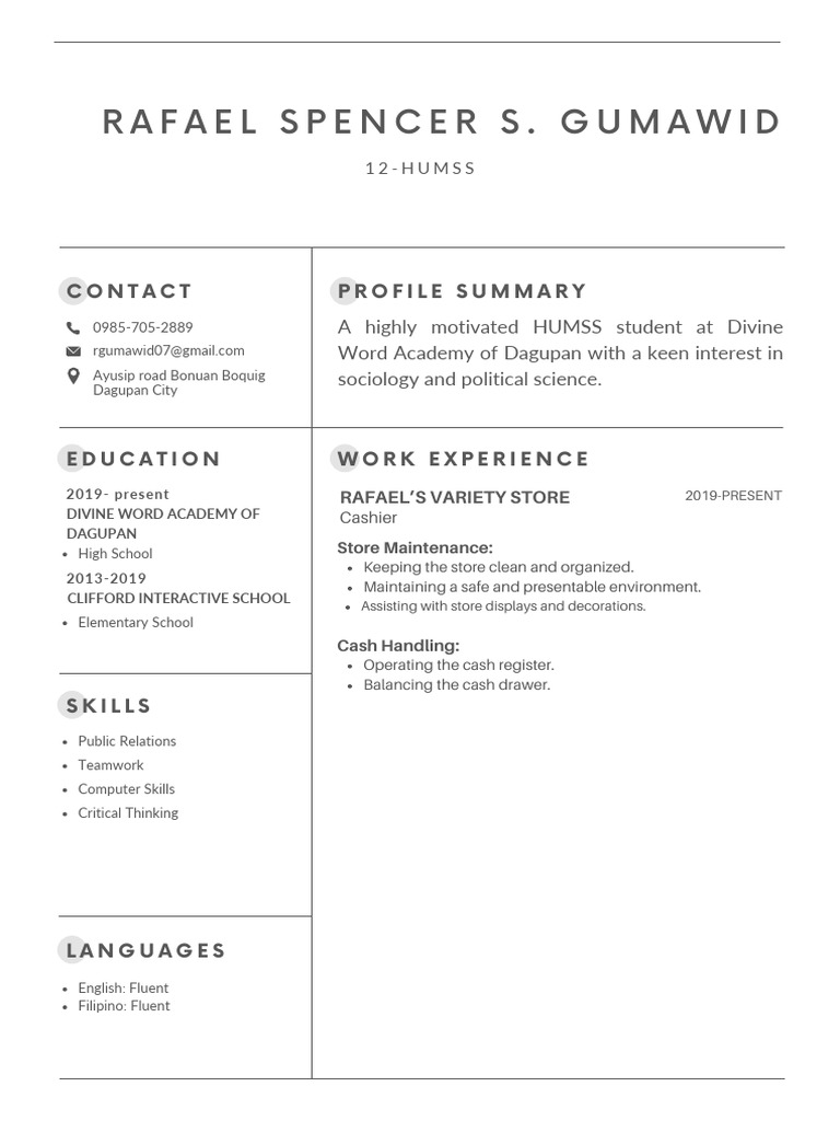 Minimalist White and Grey Professional Resume | PDF