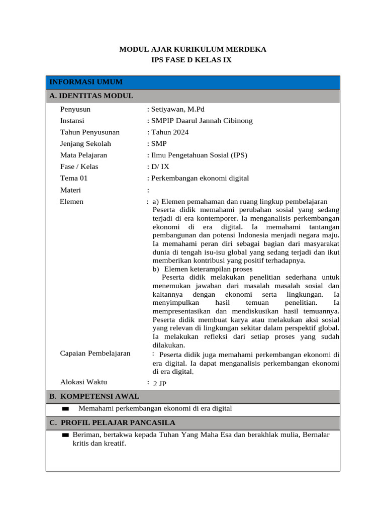 Modul Ajar Supervisi | PDF