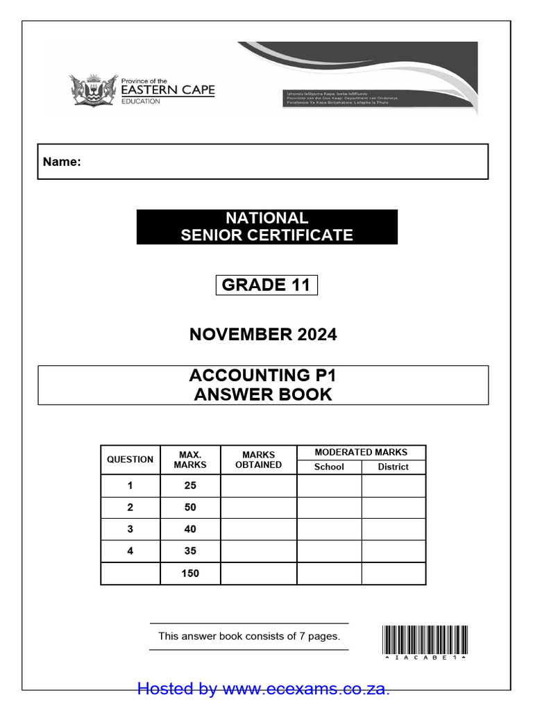 Accounting p1 Gr11 Ab Nov 2024 Eng D - Watermark | PDF | Equity ...