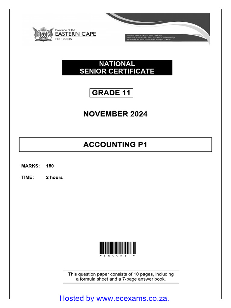 Accounting p1 Gr11 QP Nov 2024 Eng D - Watermark | PDF | Debits And ...